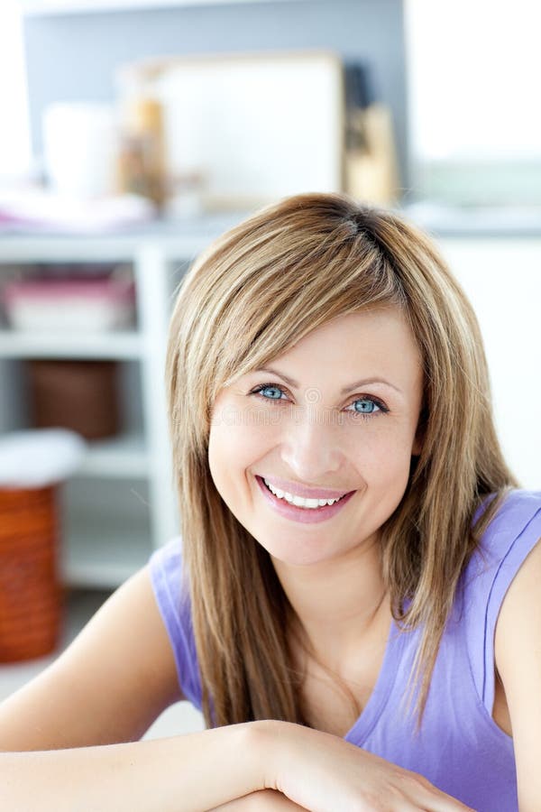 Smiling Woman Looking at the Camera Stock Photo - Image of glowing ...