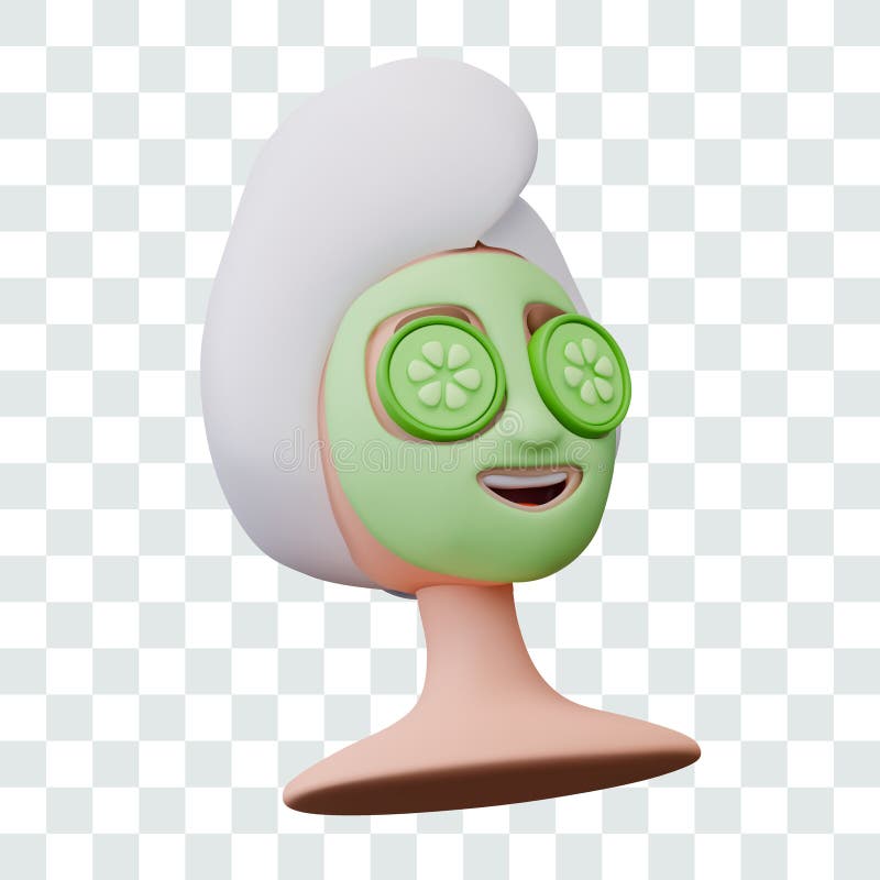 Smiling Woman With Mask And Cucumbers On Her Face Refreshing Procedure