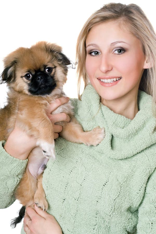 Woman and dog stock photo. Image of asian, doggie, grown - 4495842