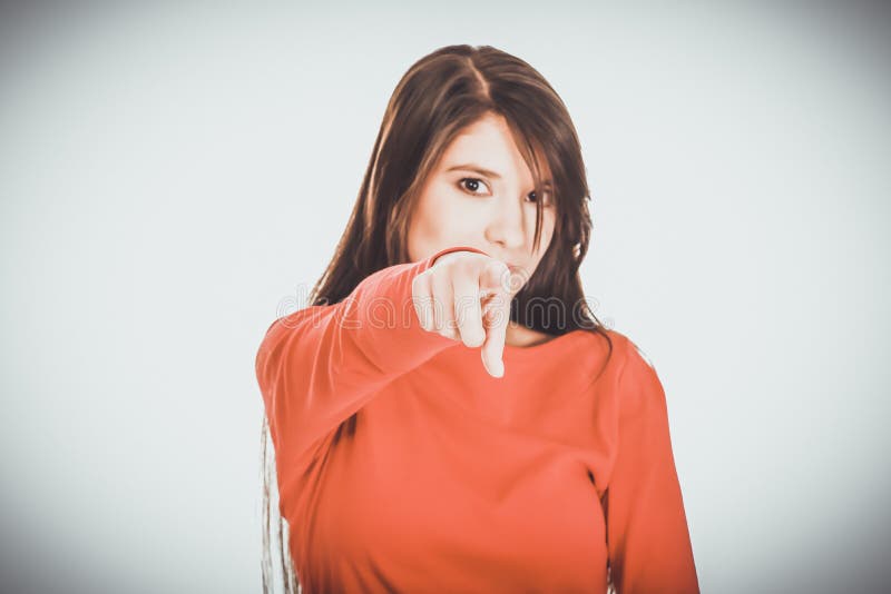 Smiling Woman Pointing on You. Stock Photo - Image of gesture, casual ...