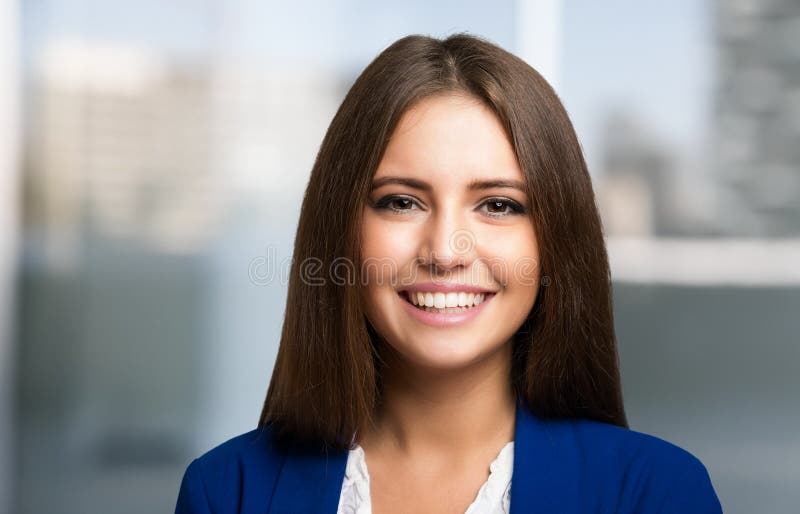 Smiling Woman Portrait, Copy Space Stock Image - Image of light ...