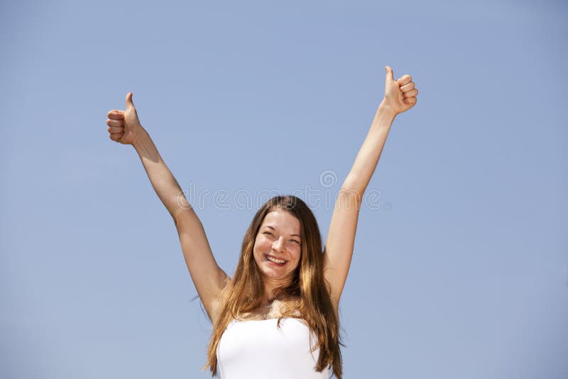 Fitness Woman Win and Success Stock Photo - Image of fitness, copy ...