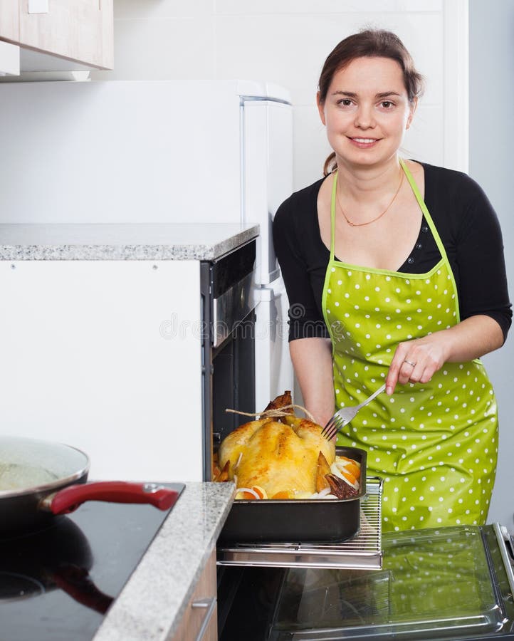 Woman roasting meat stock image. Image of meat, products - 21276683
