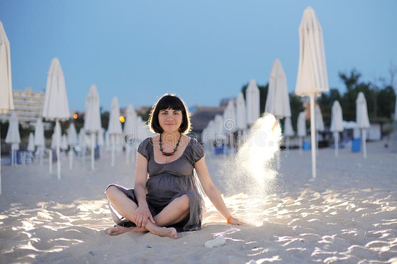 Smiling Woman with Sand stock image. Image of attractive - 28889709