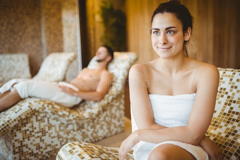 Smiling Woman Sitting on a Chair Stock Image - Image of adult, couple ...