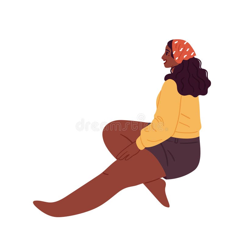 Smiling woman sitting stock vector. Illustration of view - 314269506