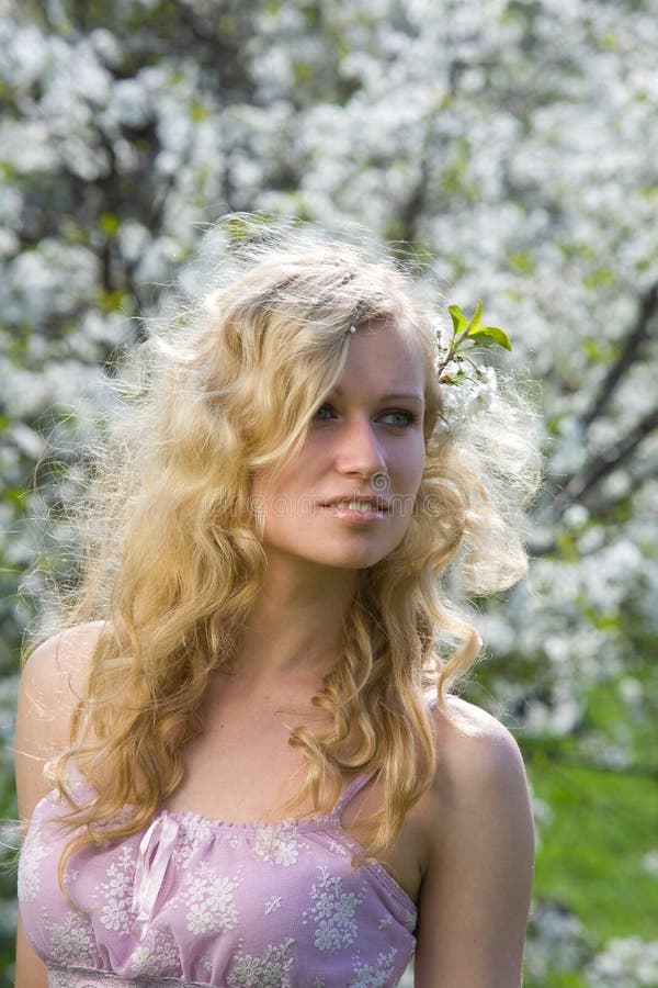 Smiling woman at spring stock image. Image of happy, girl - 14544773