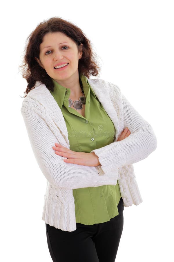 Smiling woman standing stock photo. Image of brown, person - 24107852