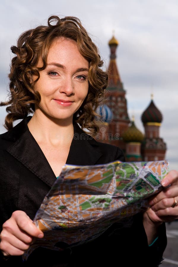Smiling Woman Standing on the Red Square in Moscow Stock Photo - Image ...