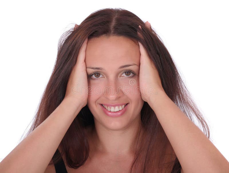 Beautiful nervous woman stock image. Image of adult, brown - 2474663