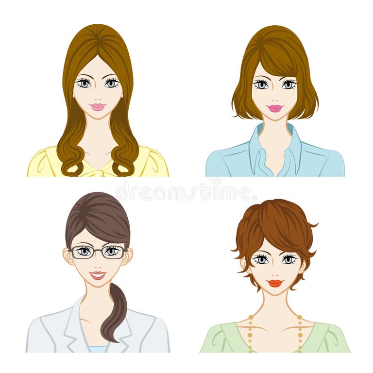 Smiling women face set stock vector. Illustration of therapist - 98244529