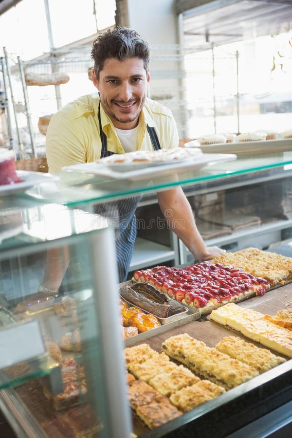 Smiling Worker Posing Behind the Counter Stock Image - Image of coffee ...
