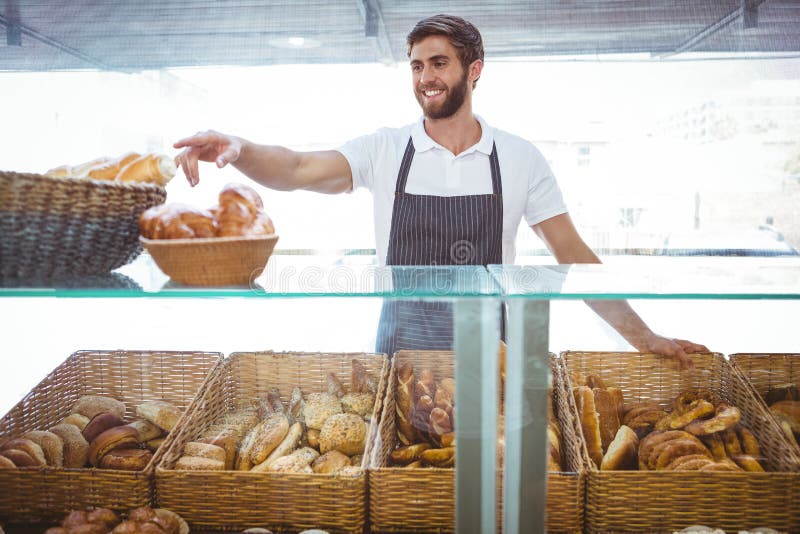 Smiling Worker Posing Behind the Counter Stock Image - Image of coffee ...