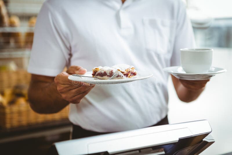 Smiling Worker Prepares Breakfast Stock Photo - Image of coffee, waiter ...