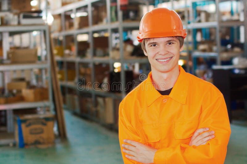 Smiling Industrial Manufacturing Factory Worker Stock Image - Image of ...