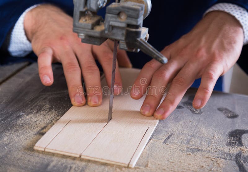 Using ribbon saw stock image. Image of neat, finishing - 231653643