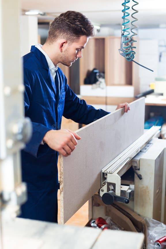 Working Man Preparing Chipboard for Work Stock Image - Image of person ...