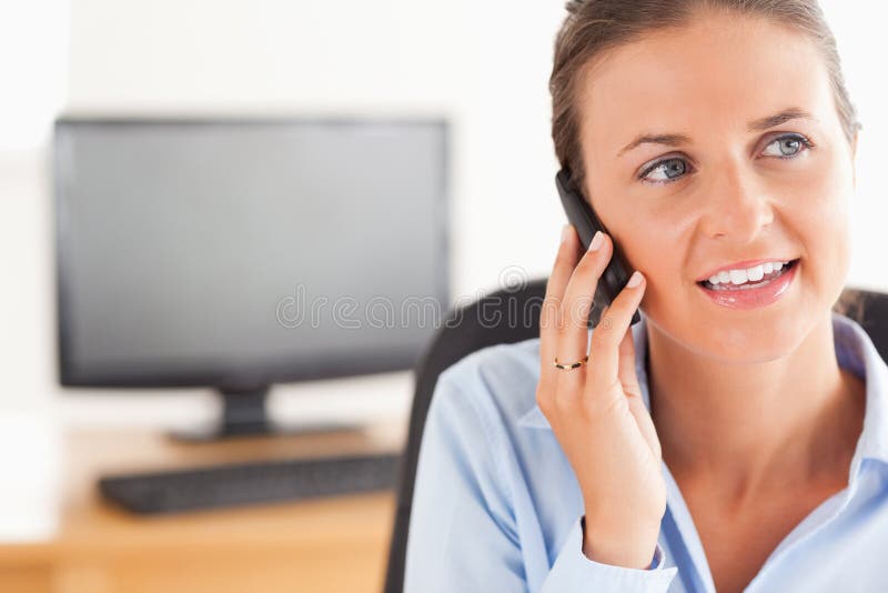 Smiling Working Woman Speaking on the Phone Stock Image - Image of ...