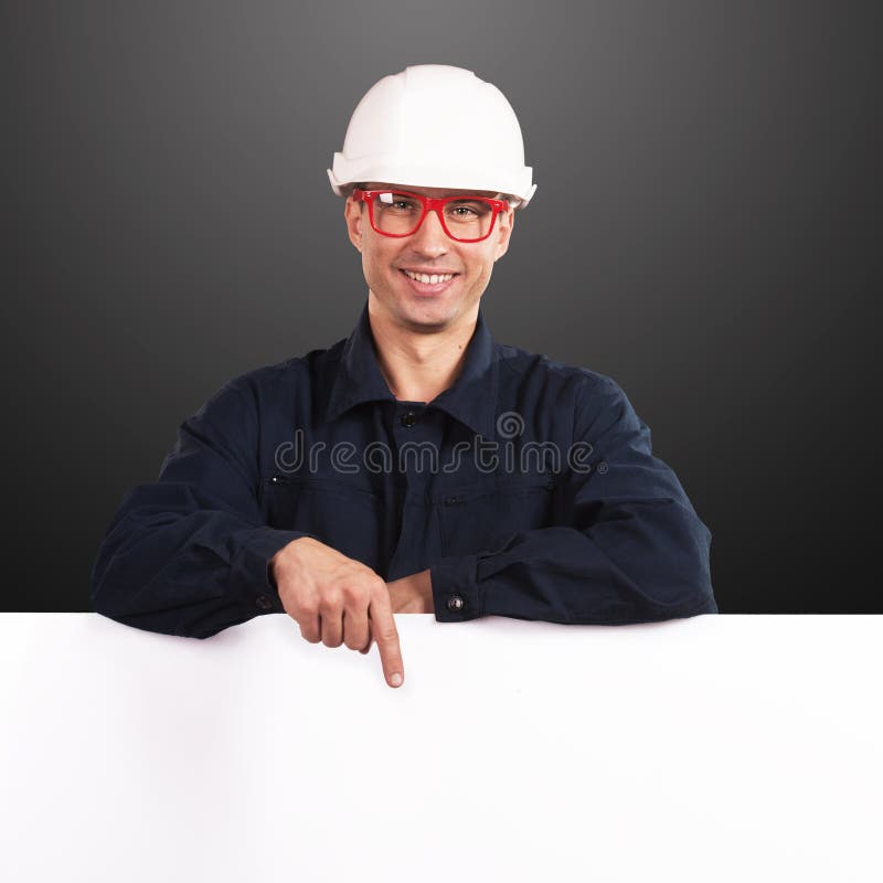 Smiling workman stock photo. Image of engineer, headgear - 58201736