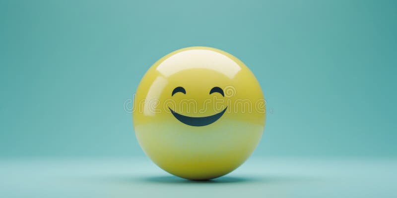 A Smiling Yellow Ball on a Turquoise Backdrop Stock Image - Image of yellow, indicolite: 355259965