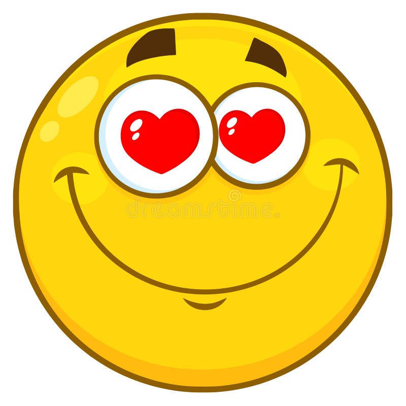 Smiling Yellow Cartoon Smiley Face Character with Hearts Eyes Stock ... Smiling Yellow Cartoon Smiley Face Character with Hearts Eyes Stock ...
