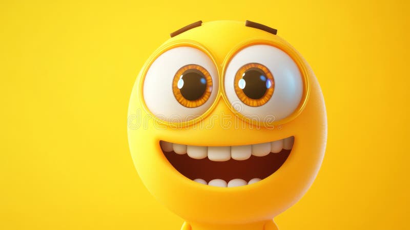 3D Yellow Emoji Faces Showing Happiness and Sadness on Reflective ...
