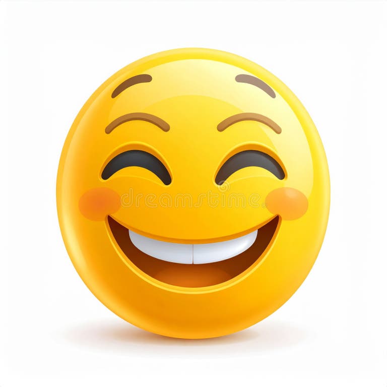 Smiling Yellow Emoji Face with Happy Expression Stock Illustration ...