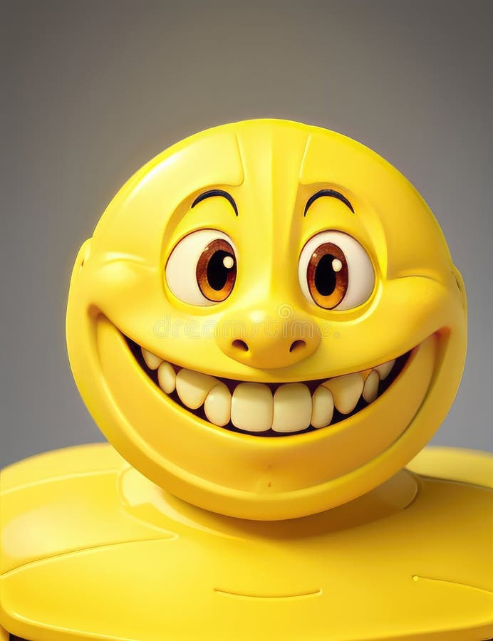 Smiling Yellow Man with Big Eyes Stock Illustration - Illustration of ...