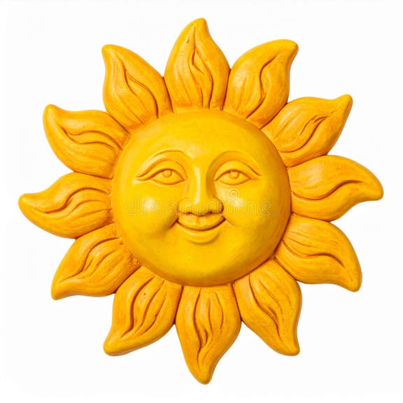 Smiling Yellow Sun Face Sculpture Stock Illustration - Illustration of ...
