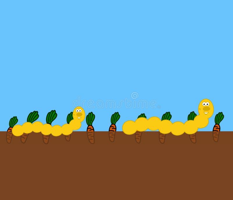 A Smiling Yellow Worm Crawling on the Ground in a Vegetable Field ...