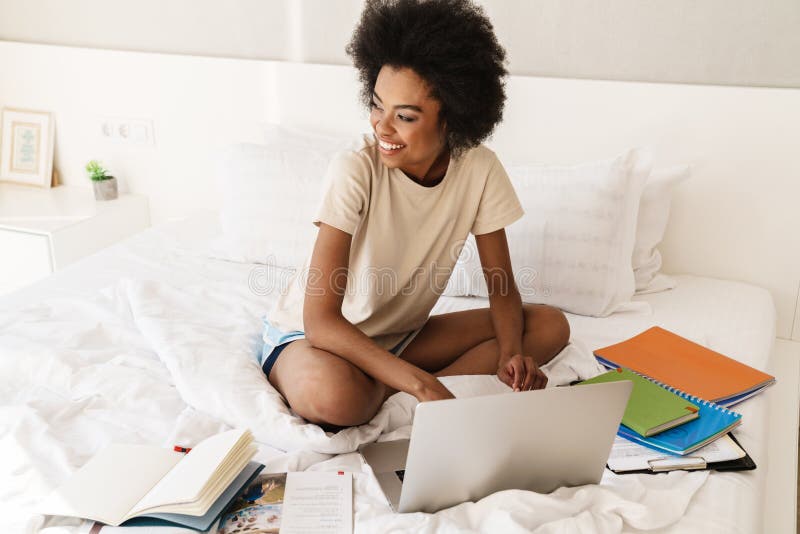 Smiling Young African Girl Studying Stock Image - Image of education ...