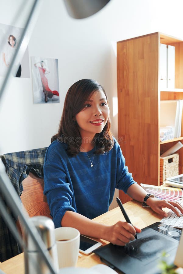 Creating Computer Graphics at Office Stock Image - Image of indoors ...