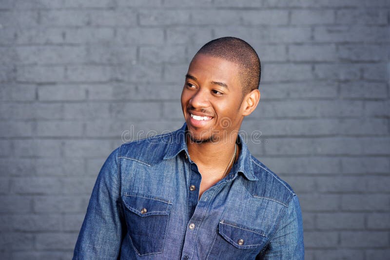 Smiling Young Black Man Looking Away Stock Photo - Image of model ...