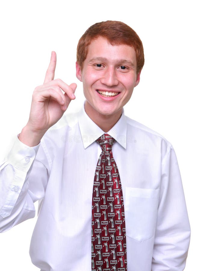 Smiling Young Business Man Pointing Up Stock Image - Image of isolated ...