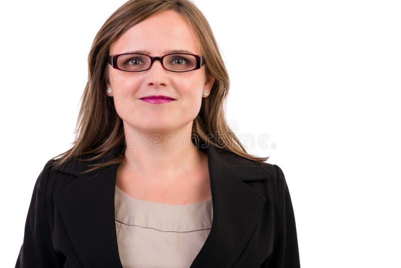 Smiling Young Business Woman Wearing Glasses Stock Image Image Of