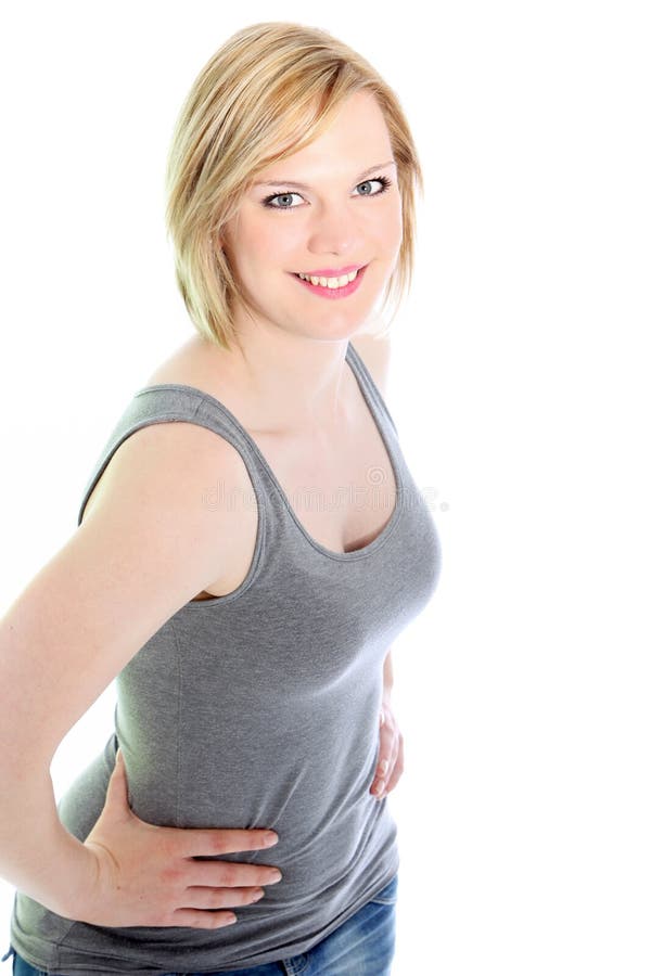 Charming Curvaceous Girl with Short Hair in Blue Lingerie and Mesh ...