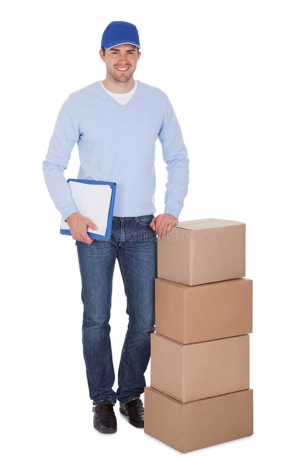 Delivery man at work stock image. Image of smile, collar - 18116709