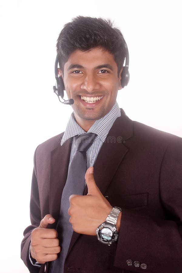 Smiling Young Indian Call Center Executive Stock Photo - Image of ...