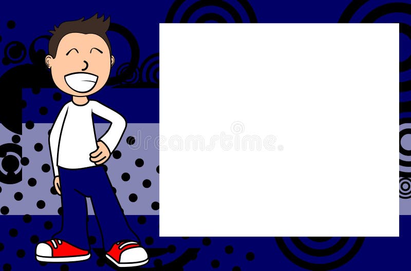 Smiling Young Kid Cartoon Pose Expressions Frame Picture Stock Vector ...