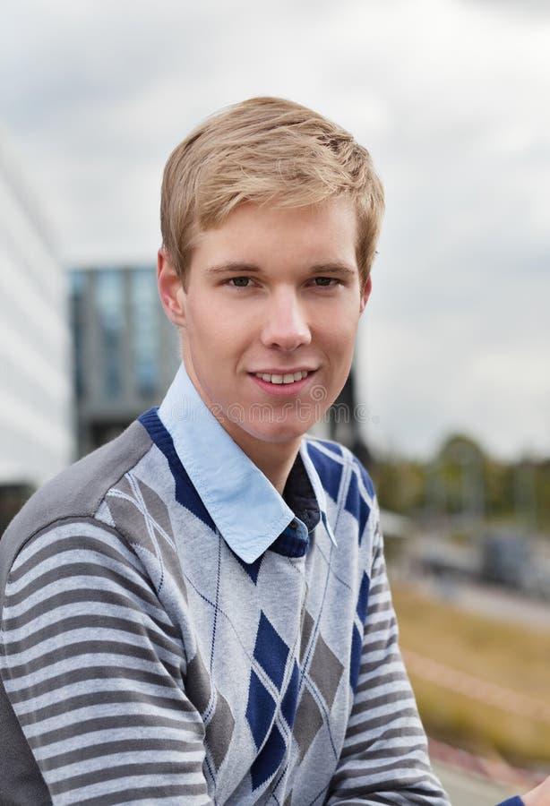 Smiling young man stock image. Image of chap, blond, cheerful - 12373519