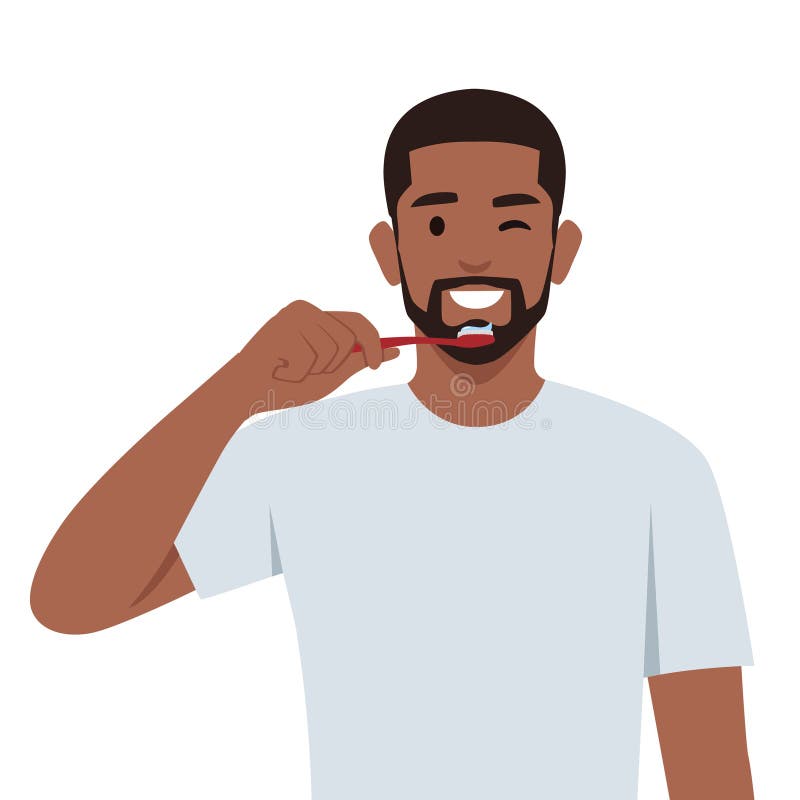 Man Brushing Teeth Clipart Smiling Young Man Brushing Teeth With