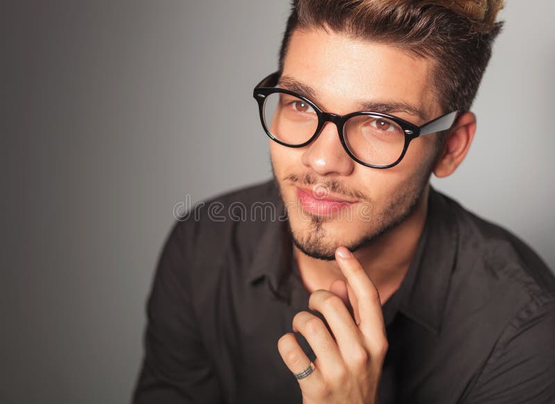 Smiling Young Man Dreaming about Something Stock Image - Image of nice ...
