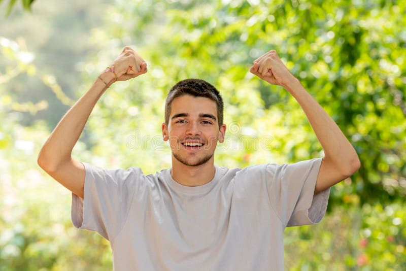 Young Man with Expression of Happiness and Success Stock Image - Image ...