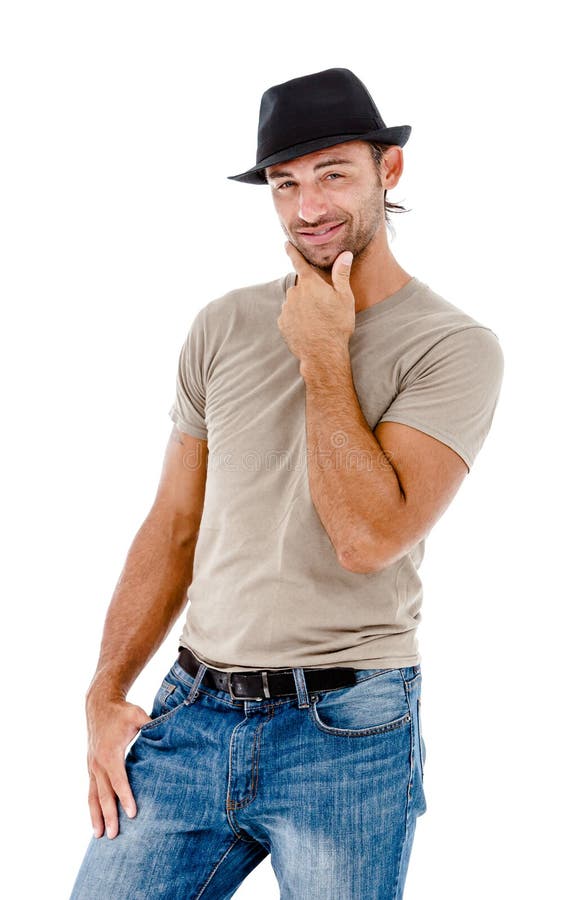 Smiling Young Man With A Hat Stock Image - Image of happy, camera: 39321345
