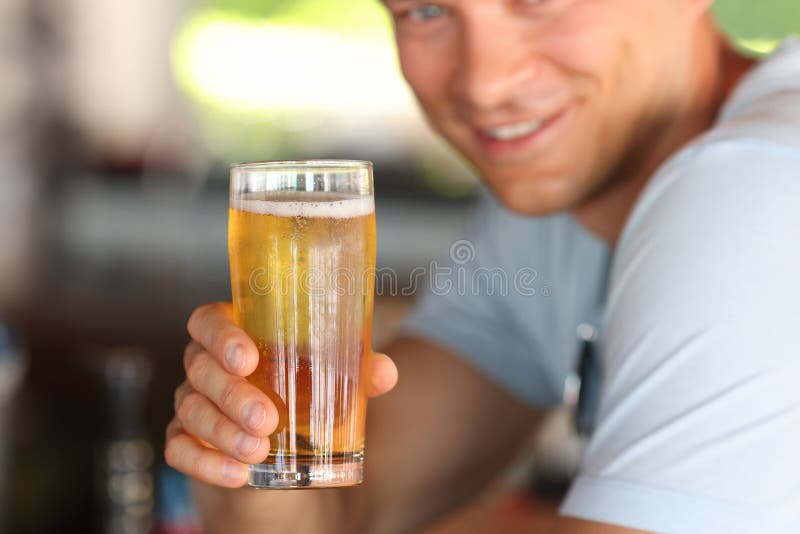 Smiling Young Man Holding Glass Of Beer Stock Image Image Of Leisure
