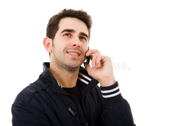 Smiling Young Man on the Phone Stock Image - Image of busy, corporate ...