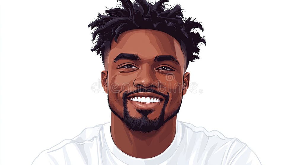 Smiling Young Man with Stylish Dreadlocks and Goatee Stock Illustration ...