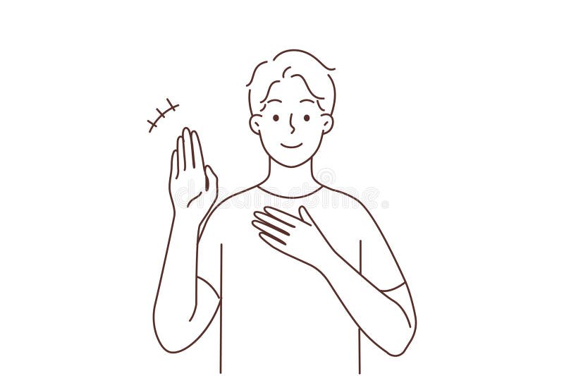 Smiling Man Communicate with Sign Language Stock Vector - Illustration ...