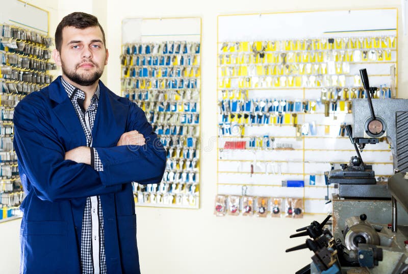 Worker Displaying His Tools for Making Keys Stock Image - Image of ...
