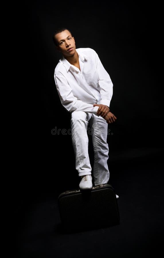 Smiling Young Men on Black Background Stock Image - Image of cute, male ...